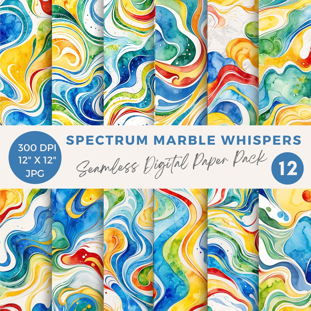 Marble Effect Digital Paper Backgrounds, Red, Blue, Yellow, Green ...