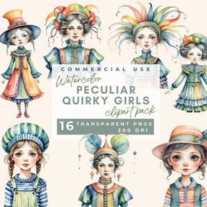 Peculiar People Clipart Whimsical Girls Colorful Quirky Girls Peculiar ...
