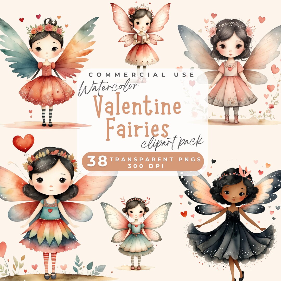 38 Valentine Fairy Clipart, Whimsical Valentine's Fairy Clip Art ...