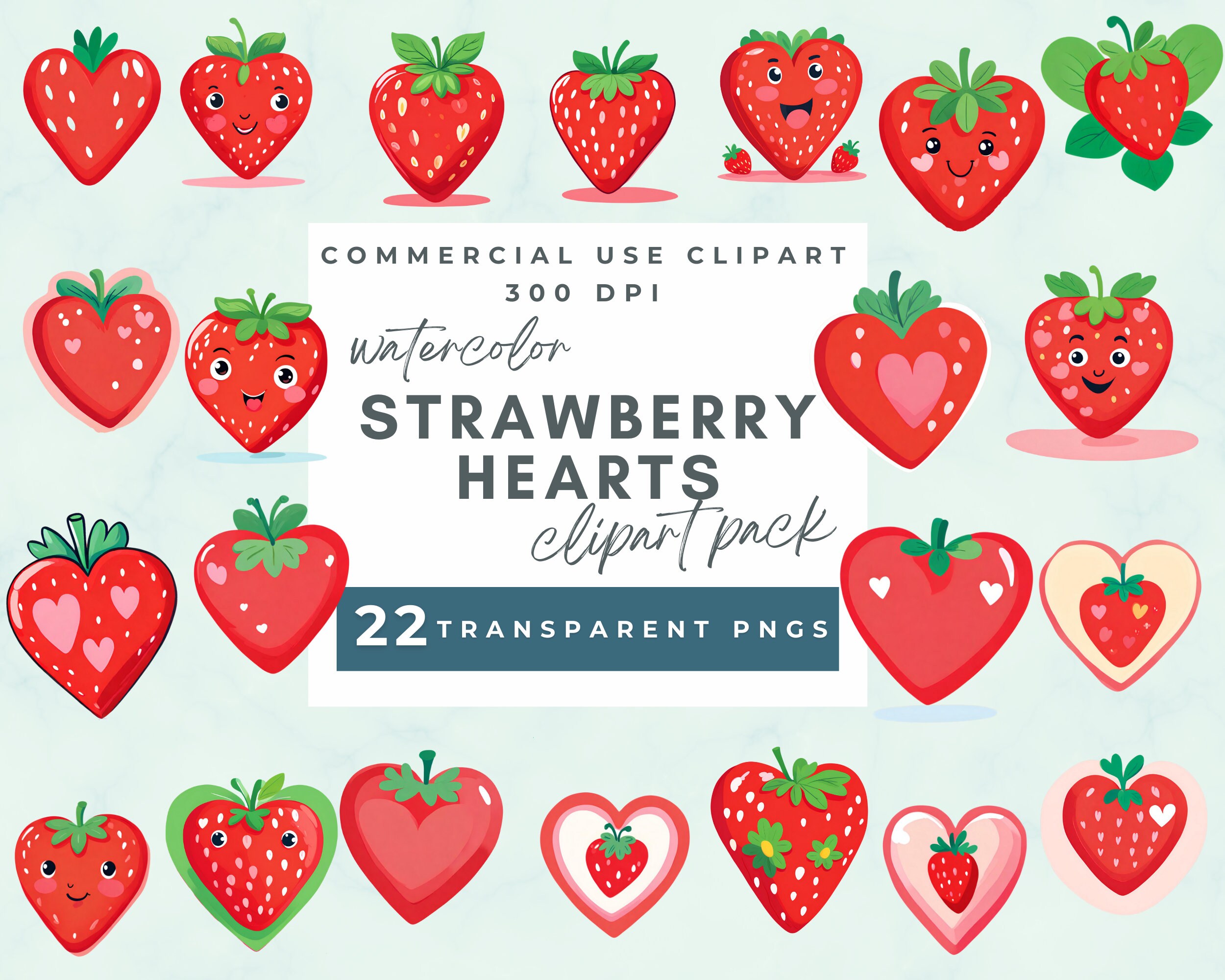 Strawberries Hearts Clipart, Strawberry Heart Clipart, Transparent ...