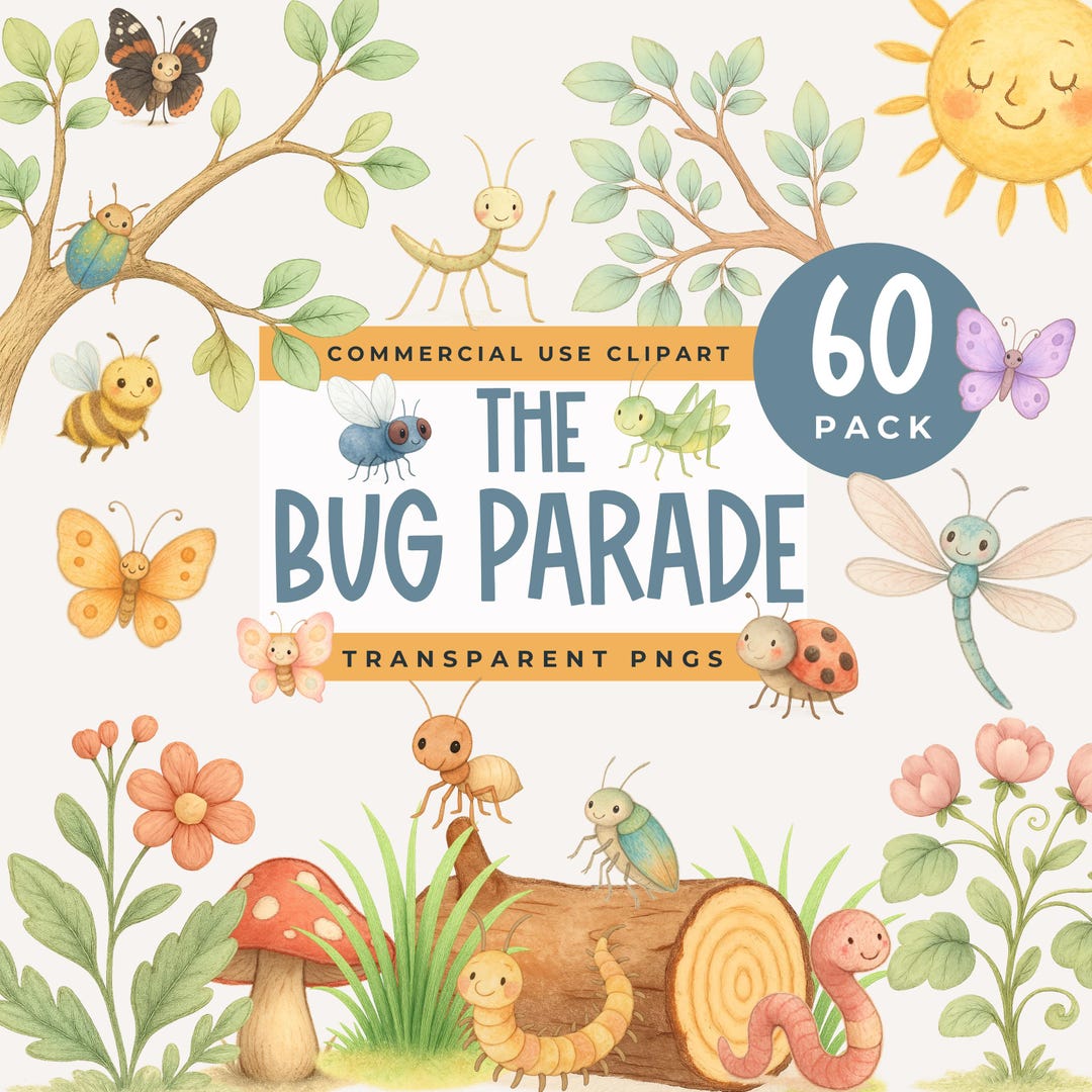 Bugs and Flowers Clipart, Bug Parade Clipart, Cute Bugs Clipart PNG ...