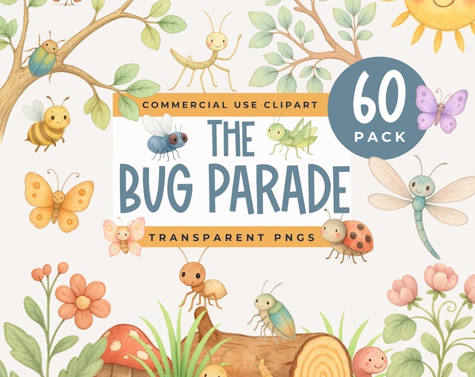Cute Bugs Clipart, Insects Clipart, Garden Bugs Clipart, Snail, Ladybug ...