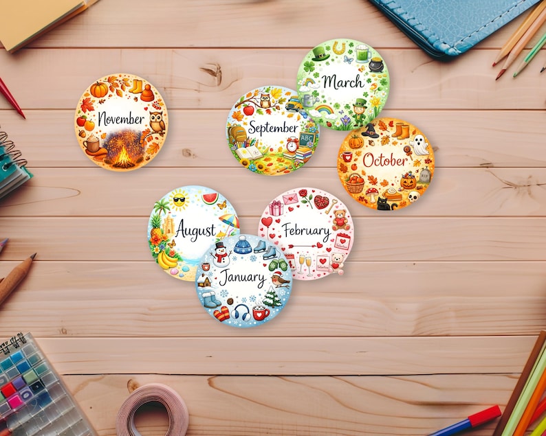 Months of the Year Watercolor Clipart, Illustrated Months of the Year ...