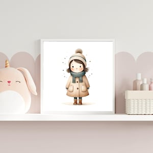 Cute Girl Winter Clipart, Christmas Cute Kids Clip Art PNG Watercolor ...