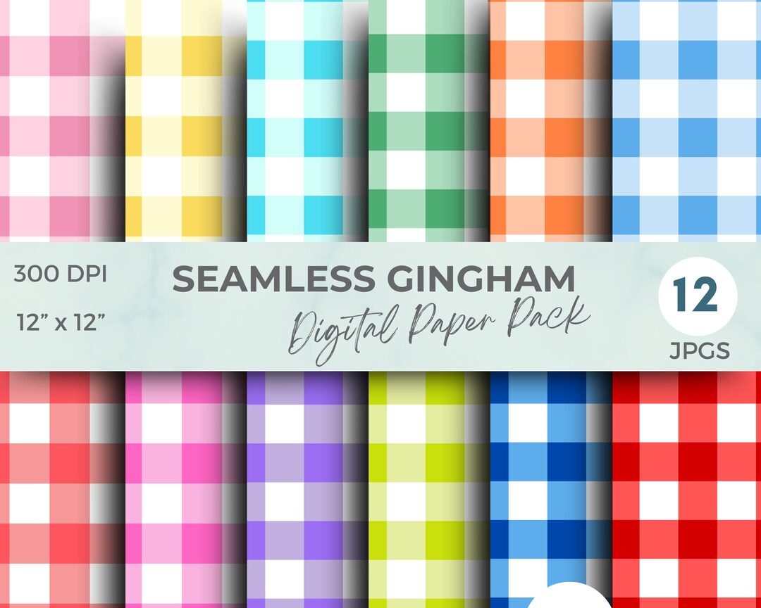 Pastel Gingham Digital Paper, Bright Gingham Digital Paper, Gingham ...