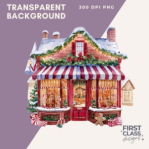 Christmas Candy Shop Clipart, Holiday Candy Store Clip Art, Christmas ...