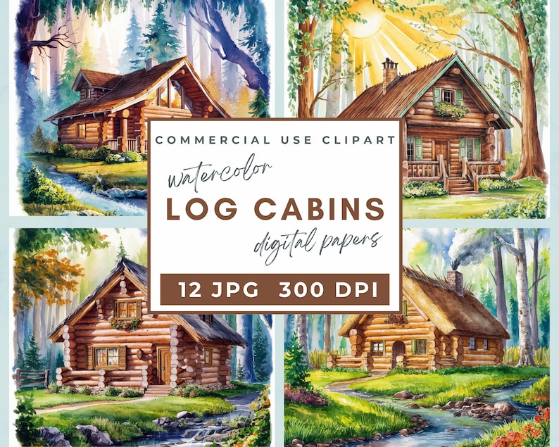 Log Cabin Digital Paper - Etsy