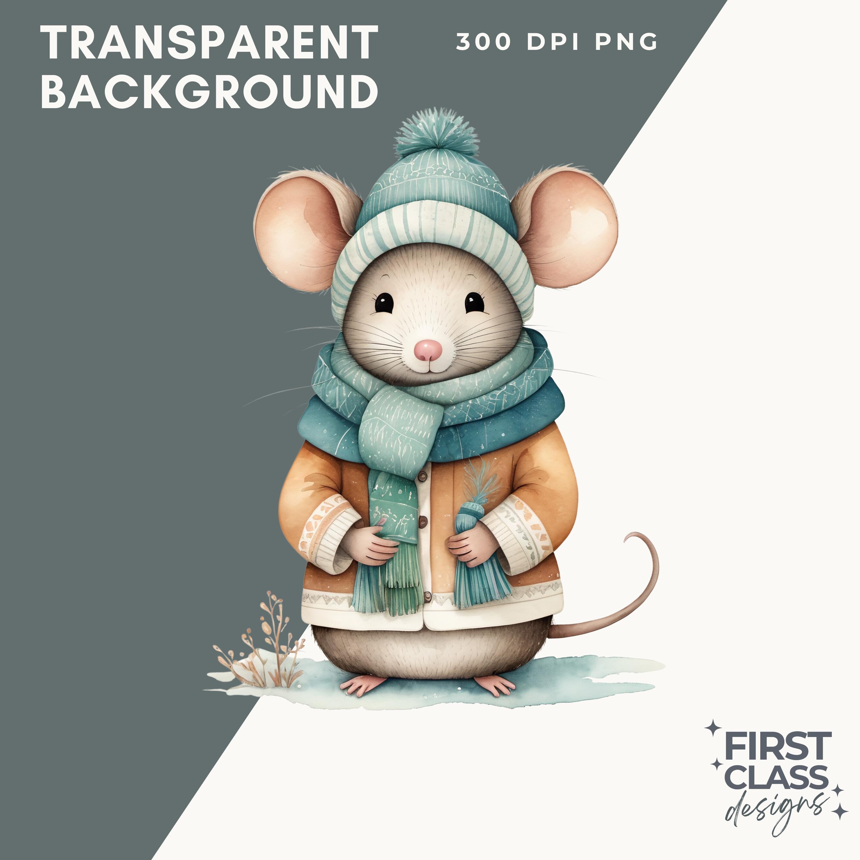 Watercolor Winter Mouse Clipart, Winter Mice Card Making, Coordinating ...