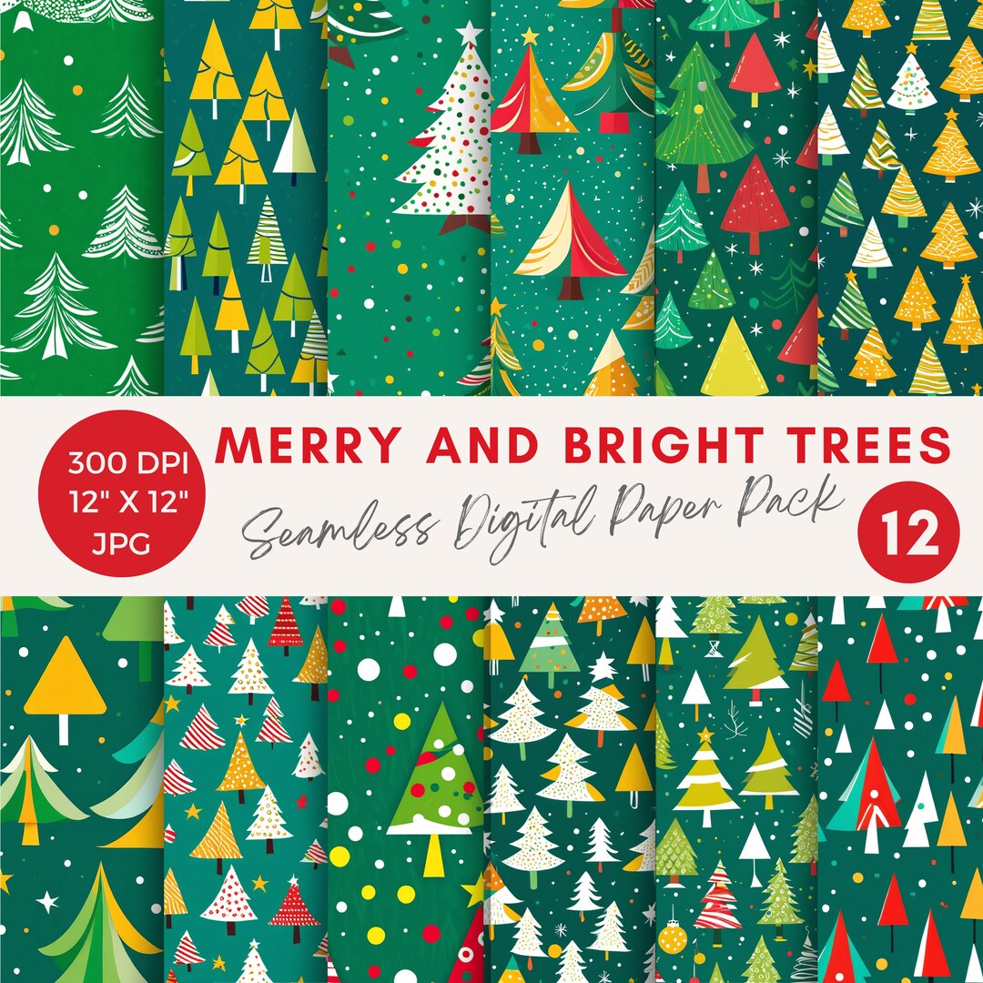 Christmas Tree Patterns Digital Papers Christmas Tree Seamless Patterns ...