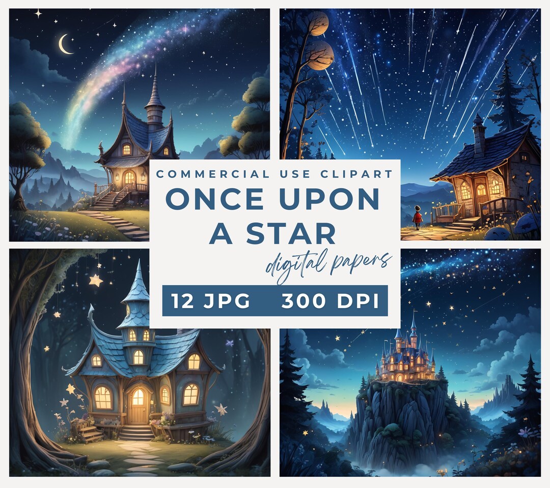 Once Upon a Star Digital Papers, Shooting Star, Wish Upon a Star, Fairy ...