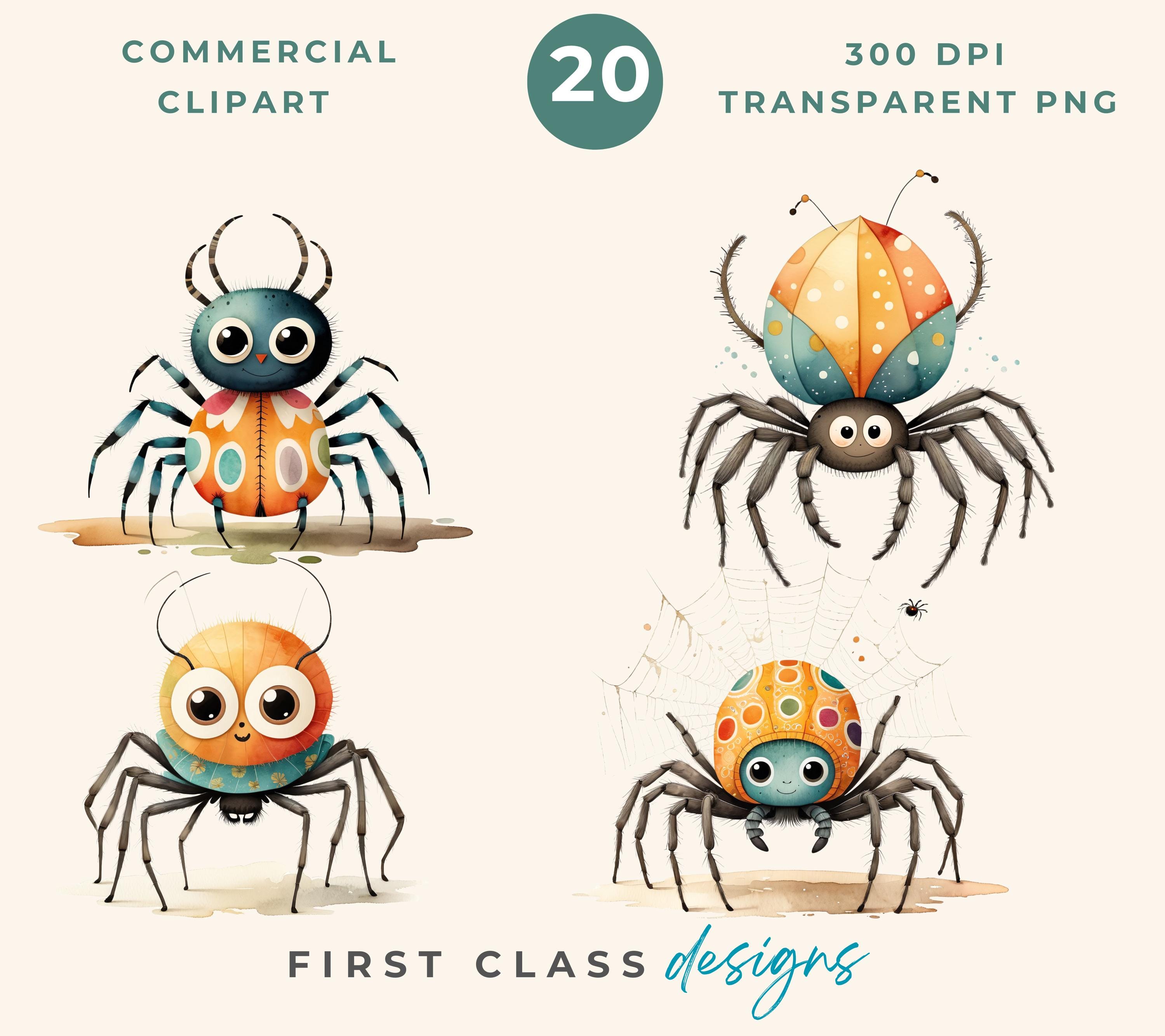 Cute Halloween Spider Clipart, Creepy Halloween Character Clipart ...