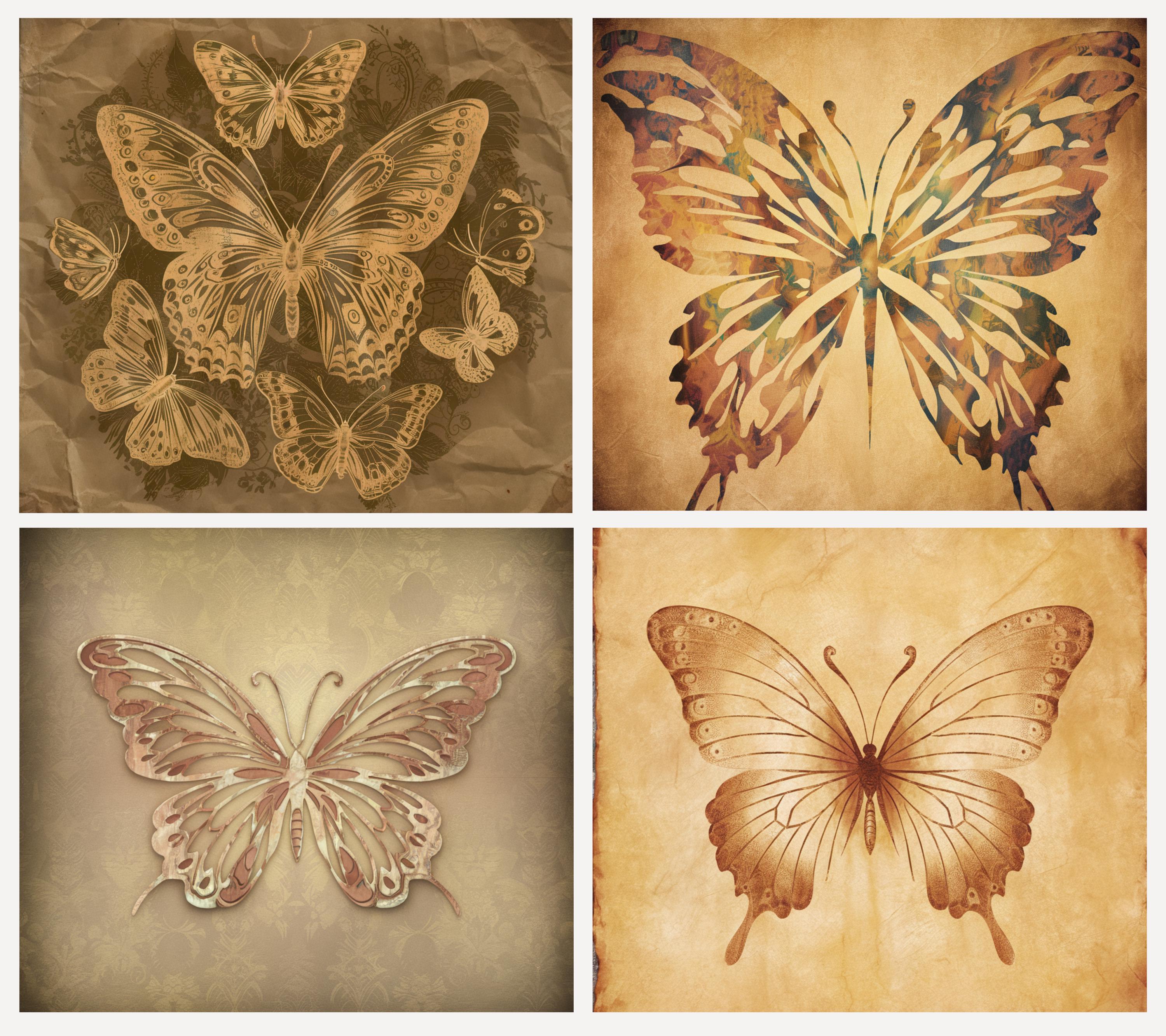 Vintage Butterfly Digital Paper, Butterfly Nostalgia, Vintage ...
