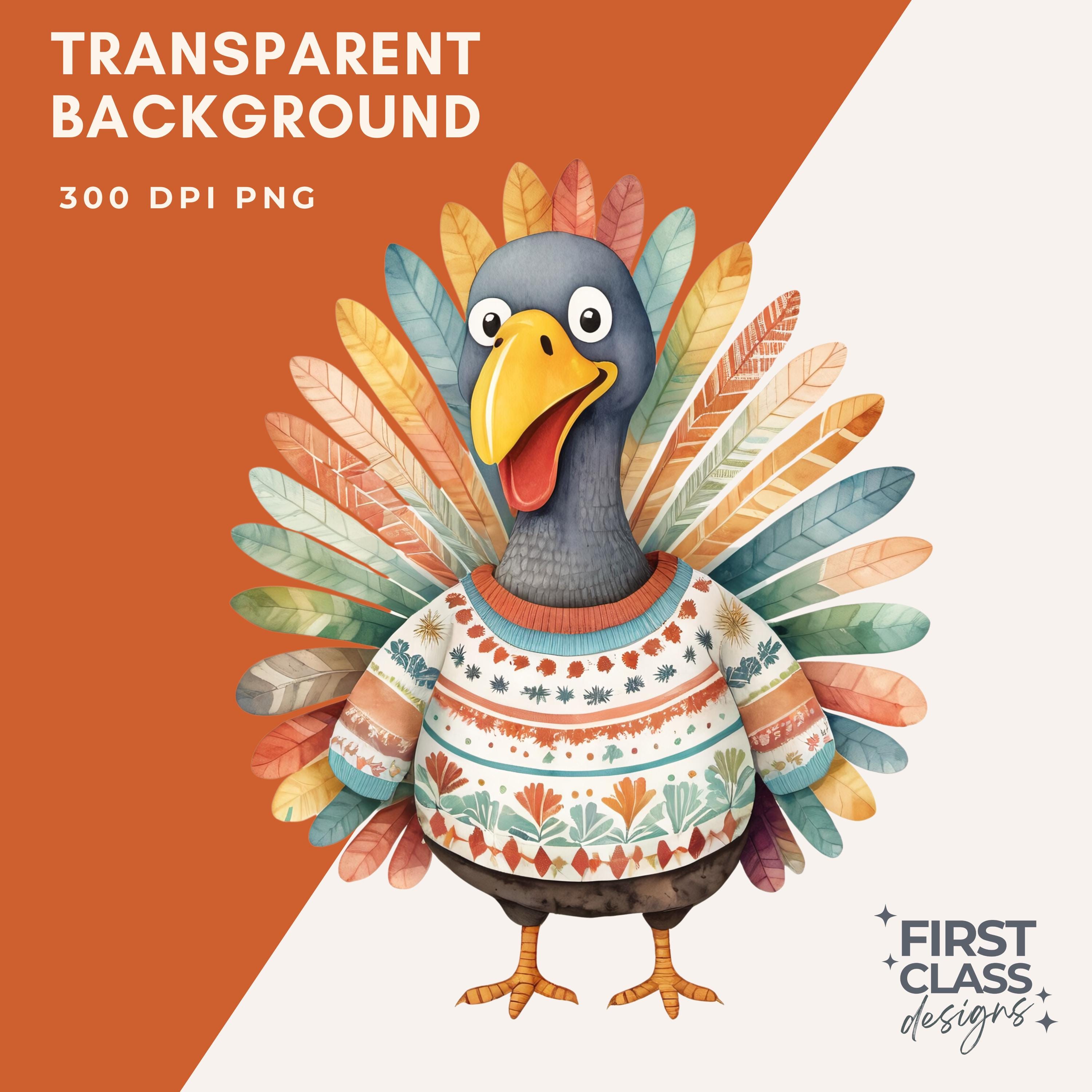 Quirky Turkey Clipart Cute Funny Fall Autumn Thanksgiving Turkey Bird ...