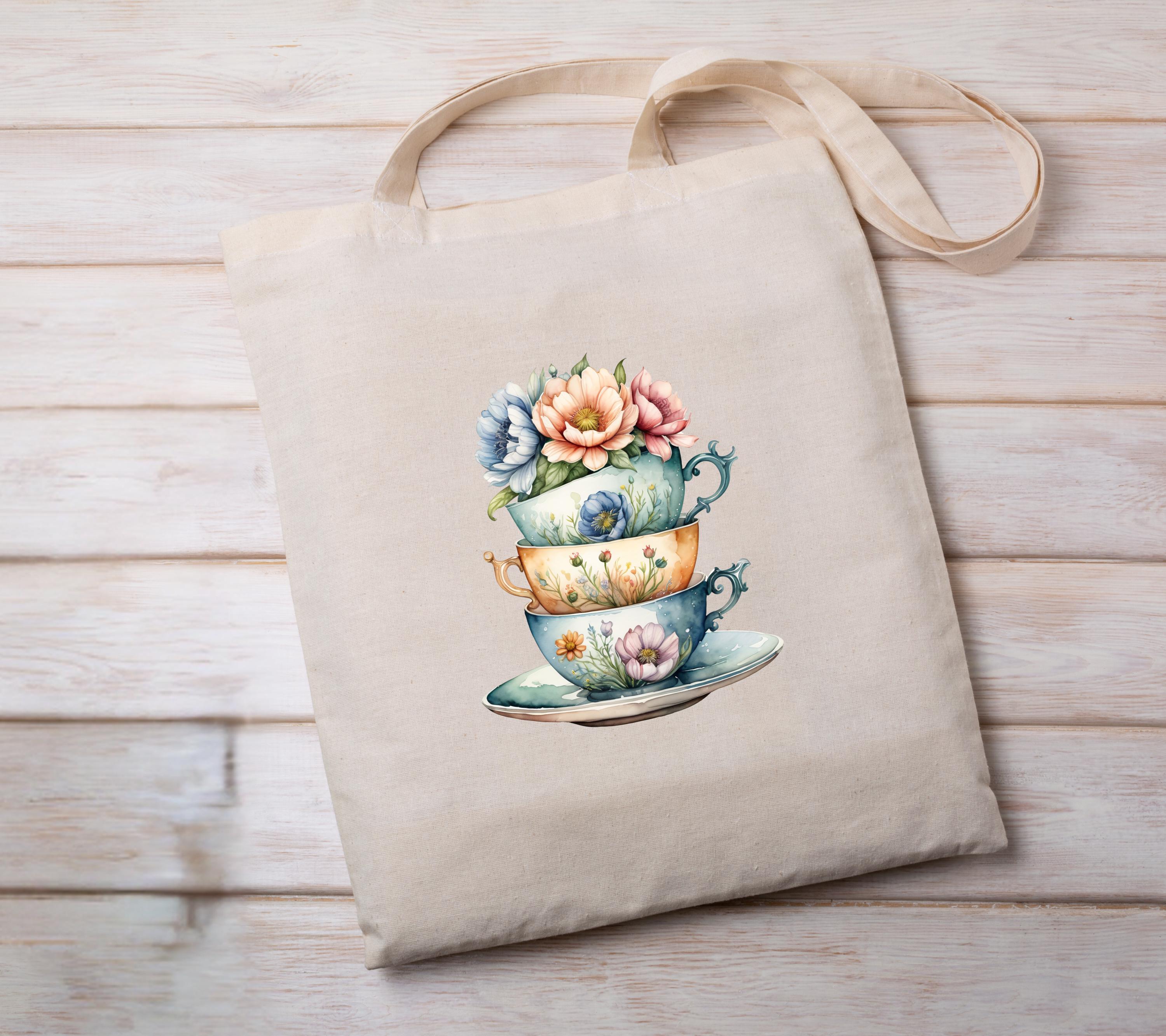 Teacup Stack Clipart, Watercolour Vintage Teacup Stacks Clipart Tea ...