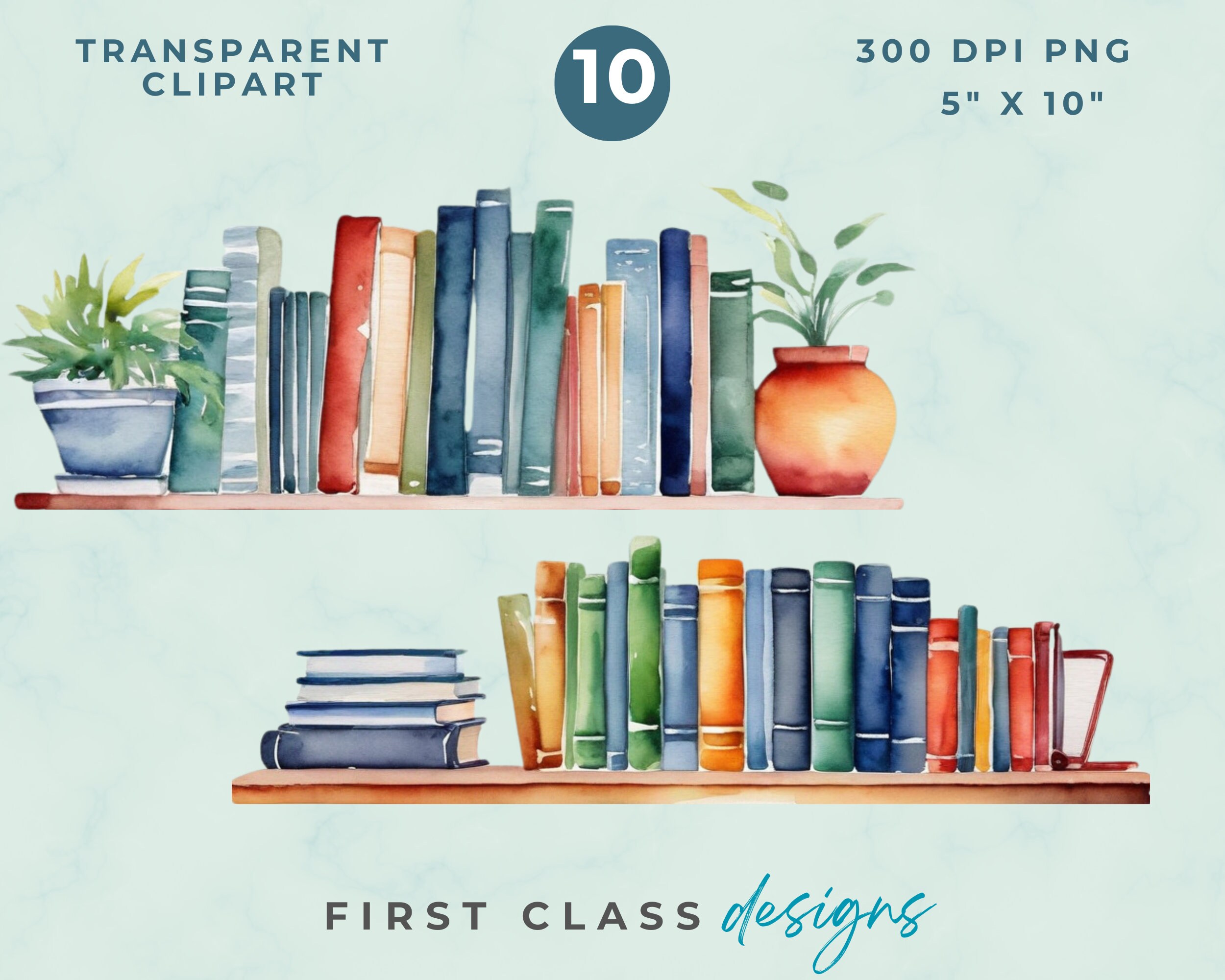 Watercolor Book Border Clipart, Printable Book Watercolor Clip Art ...