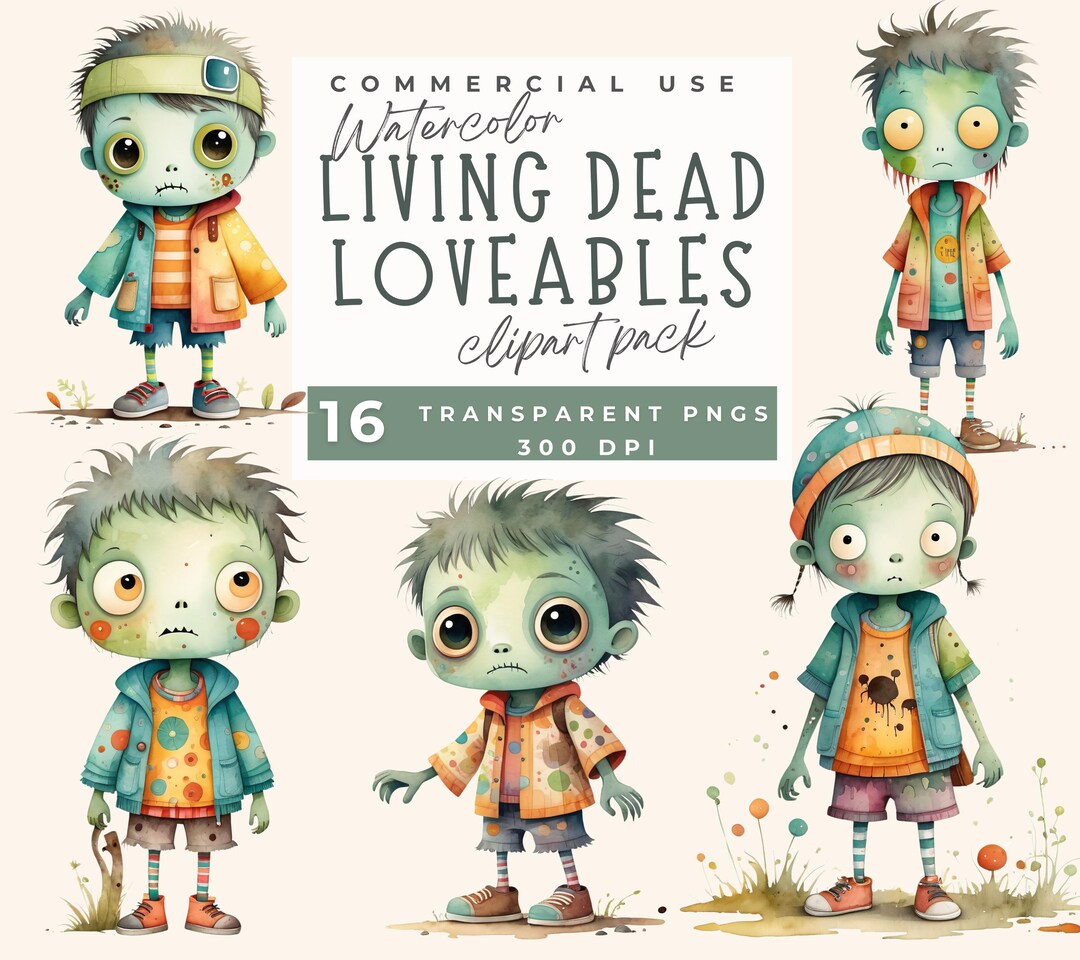 Cute Halloween Clipart, Creepy Halloween Character Clipart, Whimsical ...