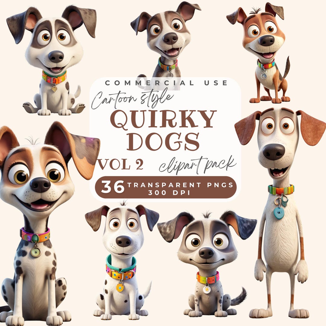 Quirky Dogs Clipart PNG, Quirky Dog Clipart, Whimsical Dogs Clipart ...