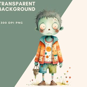 Cute Halloween Clipart, Creepy Halloween Character Clipart, Whimsical ...