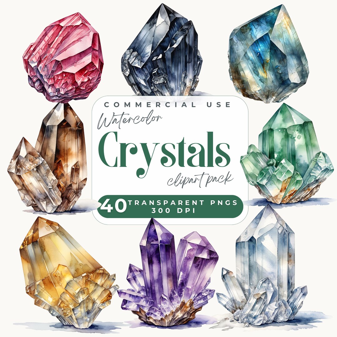 Crystal Gem Clipart, Gemstone Clipart, Crystals Clip Art Quartz Crystal ...