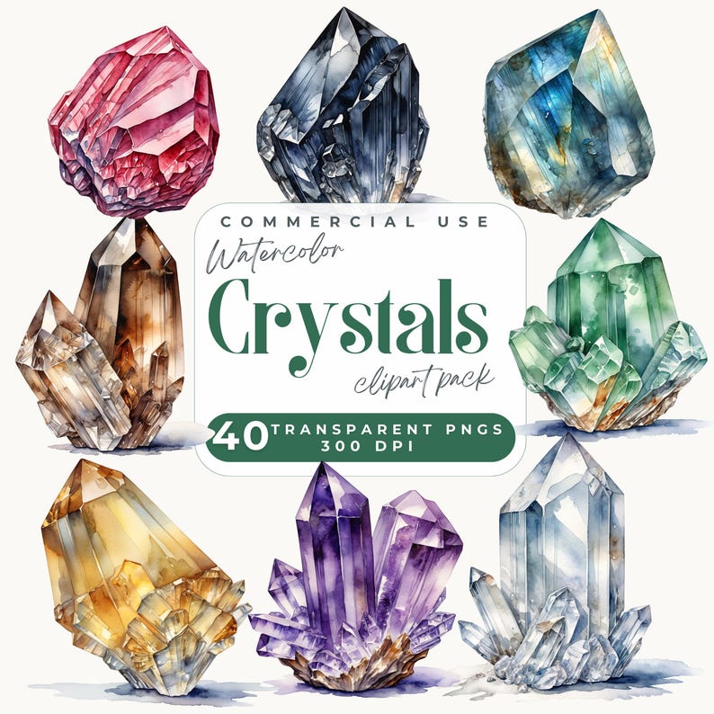 Crystal Gem Clipart, Gemstone Clipart, Crystals Clip Art Quartz Crystal ...
