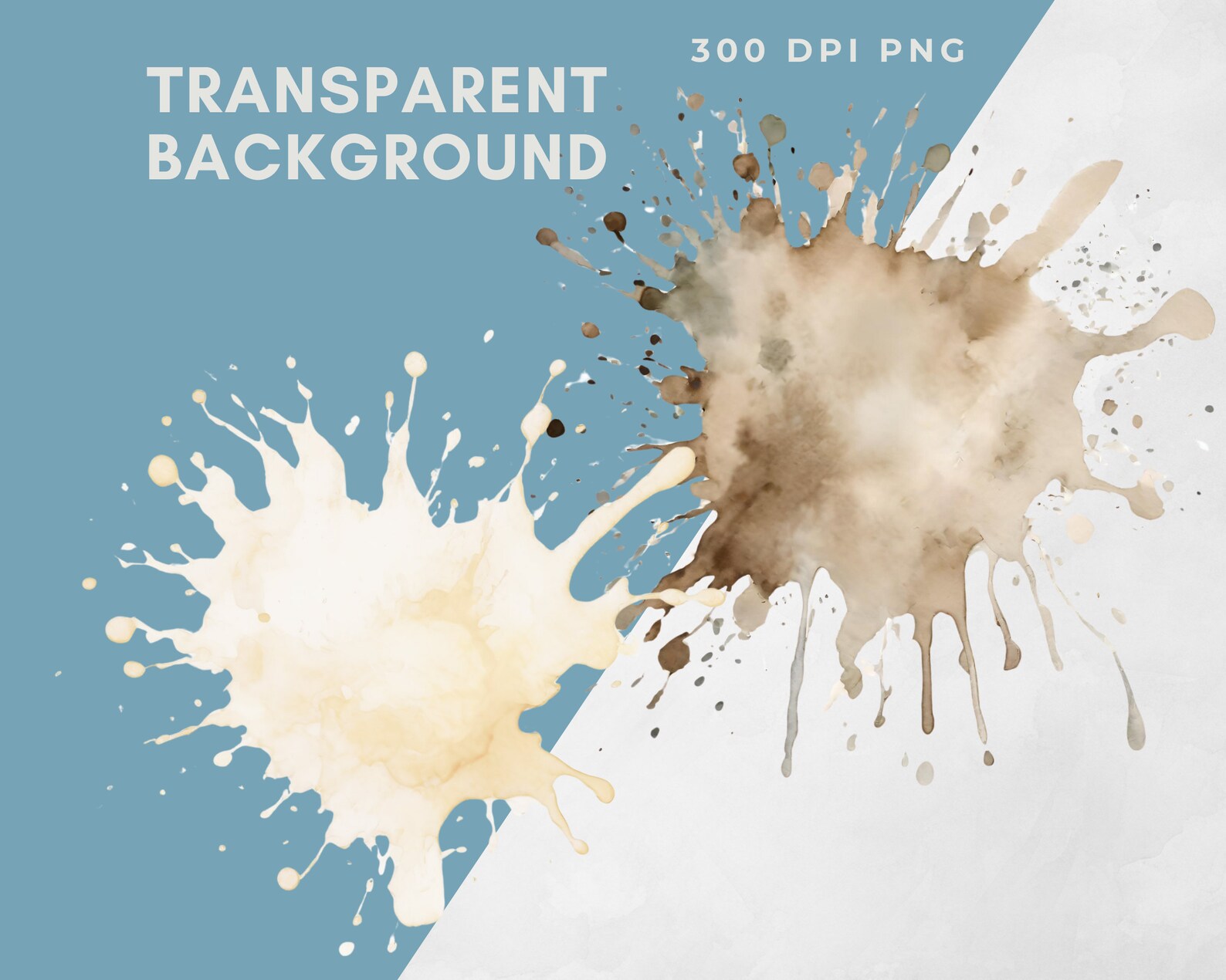 Neutral Watercolor Splatter Clipart, Abstract Background, Splashes ...