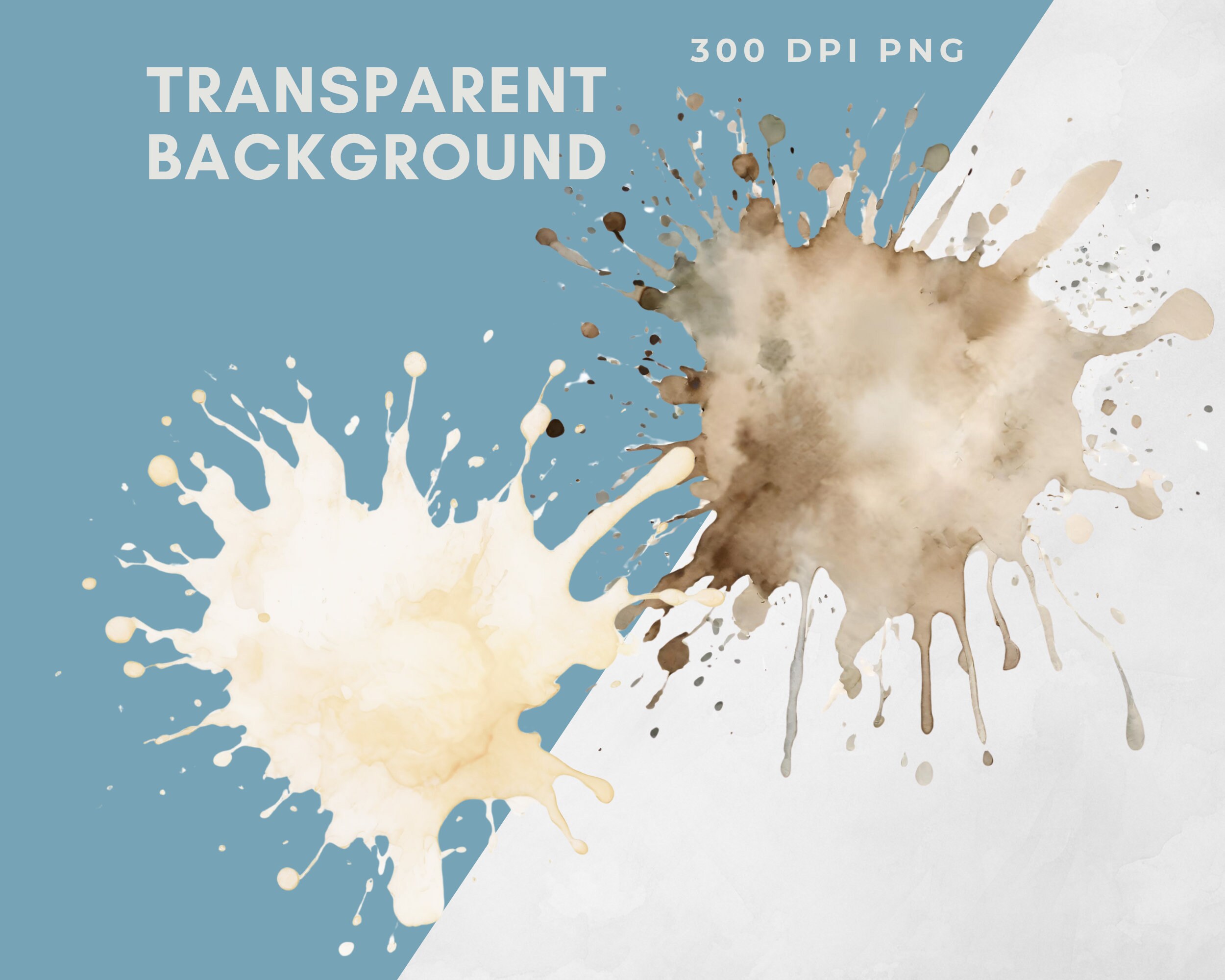 Neutral Watercolor Splatter Clipart, Abstract Background, Splashes ...