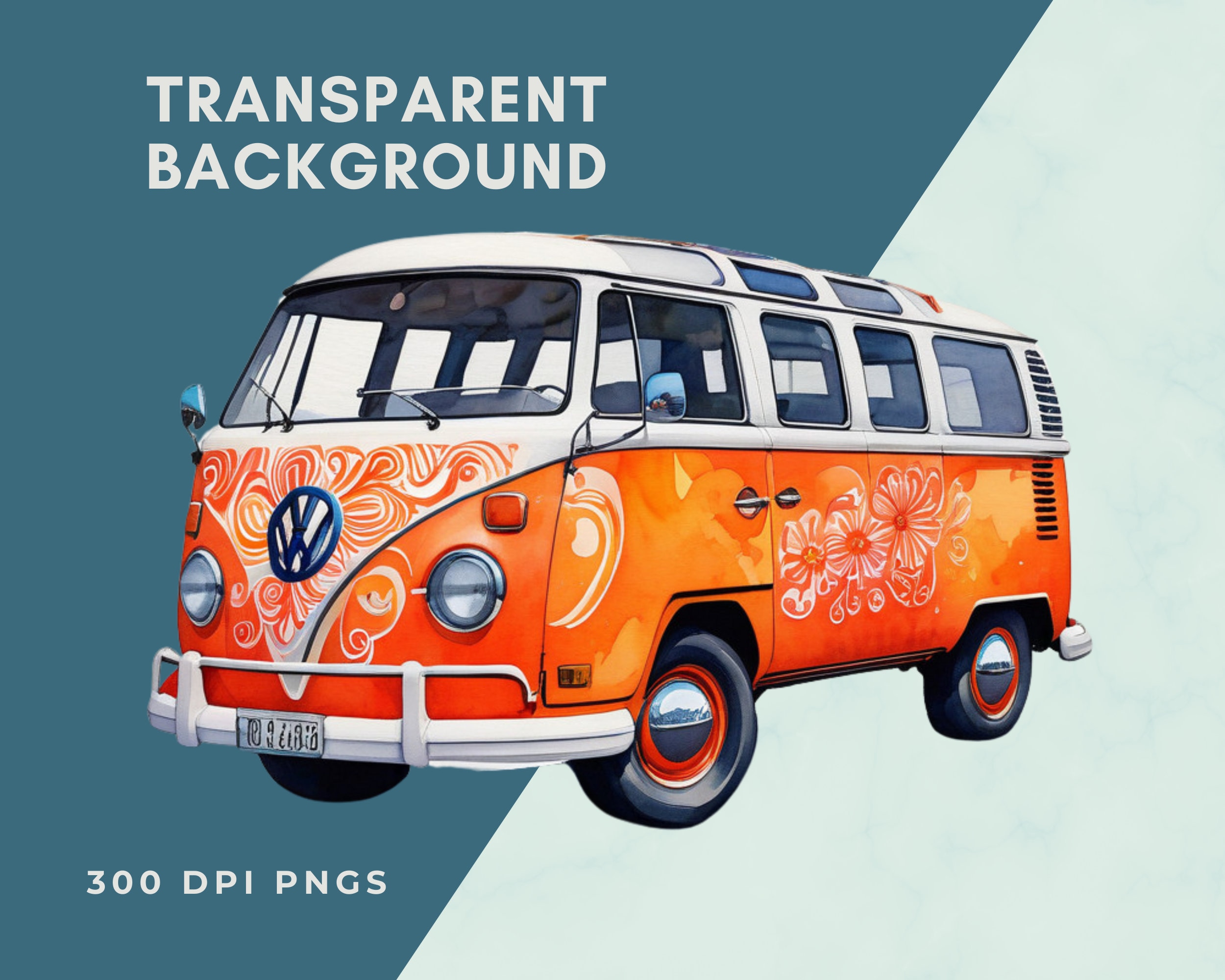 VW Van Clipart, VW Bus Clipart, Groovy Van Clipart, Groovy Van Png ...