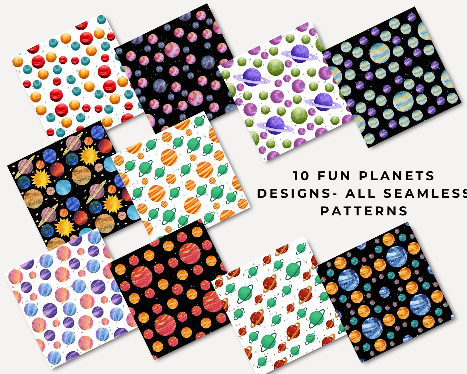 Planets Digital Papers, Seamless Space Digital Papers, Planets Clipart ...