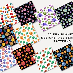 Planets Digital Papers, Seamless Space Digital Papers, Planets Clipart ...