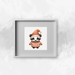 Christmas Badger Clipart, Cute Whimsical Christmas Badger Clip Art PNG ...