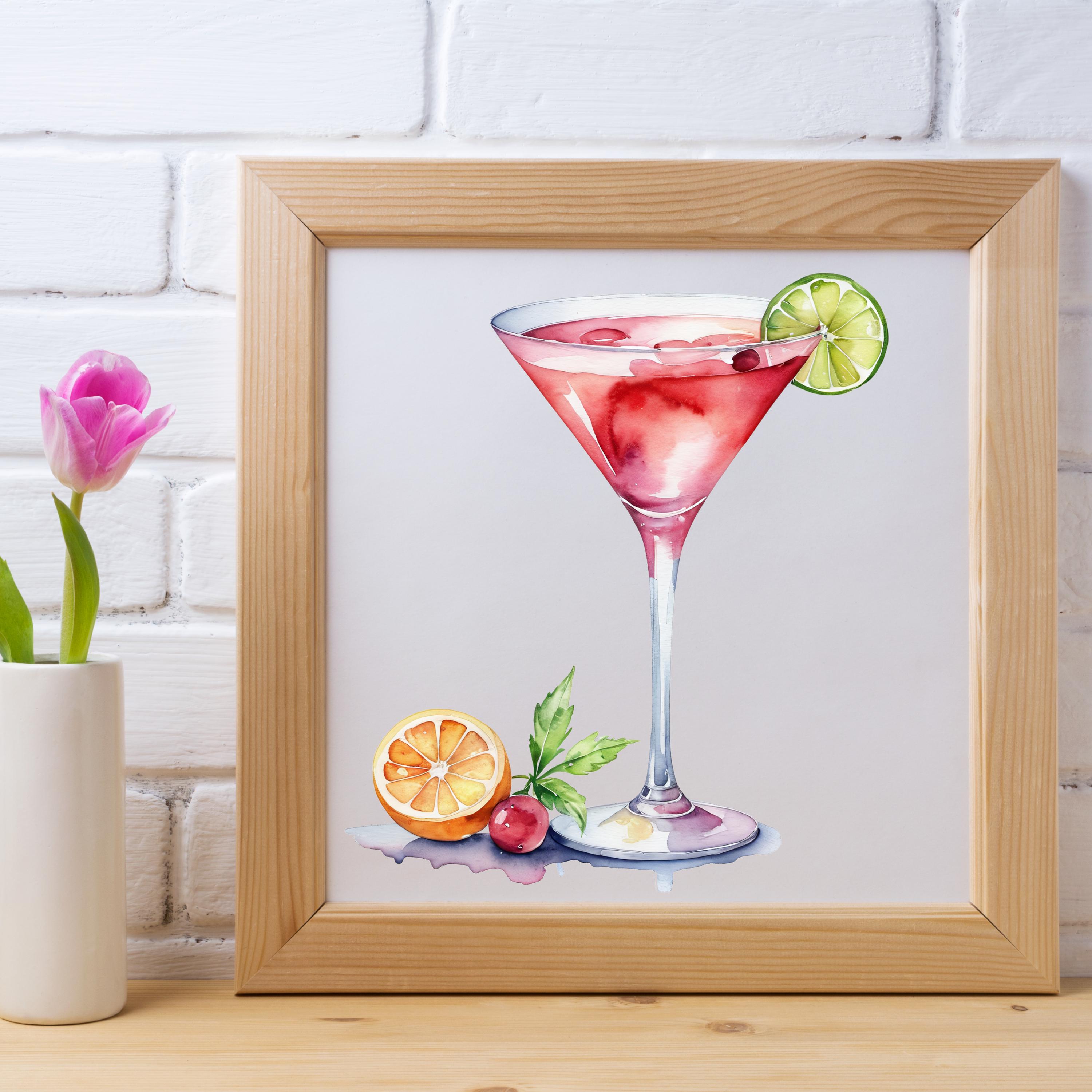 Cosmopolitan Clip Art, Signature Cocktail Clipart PNG, Martini Glass ...