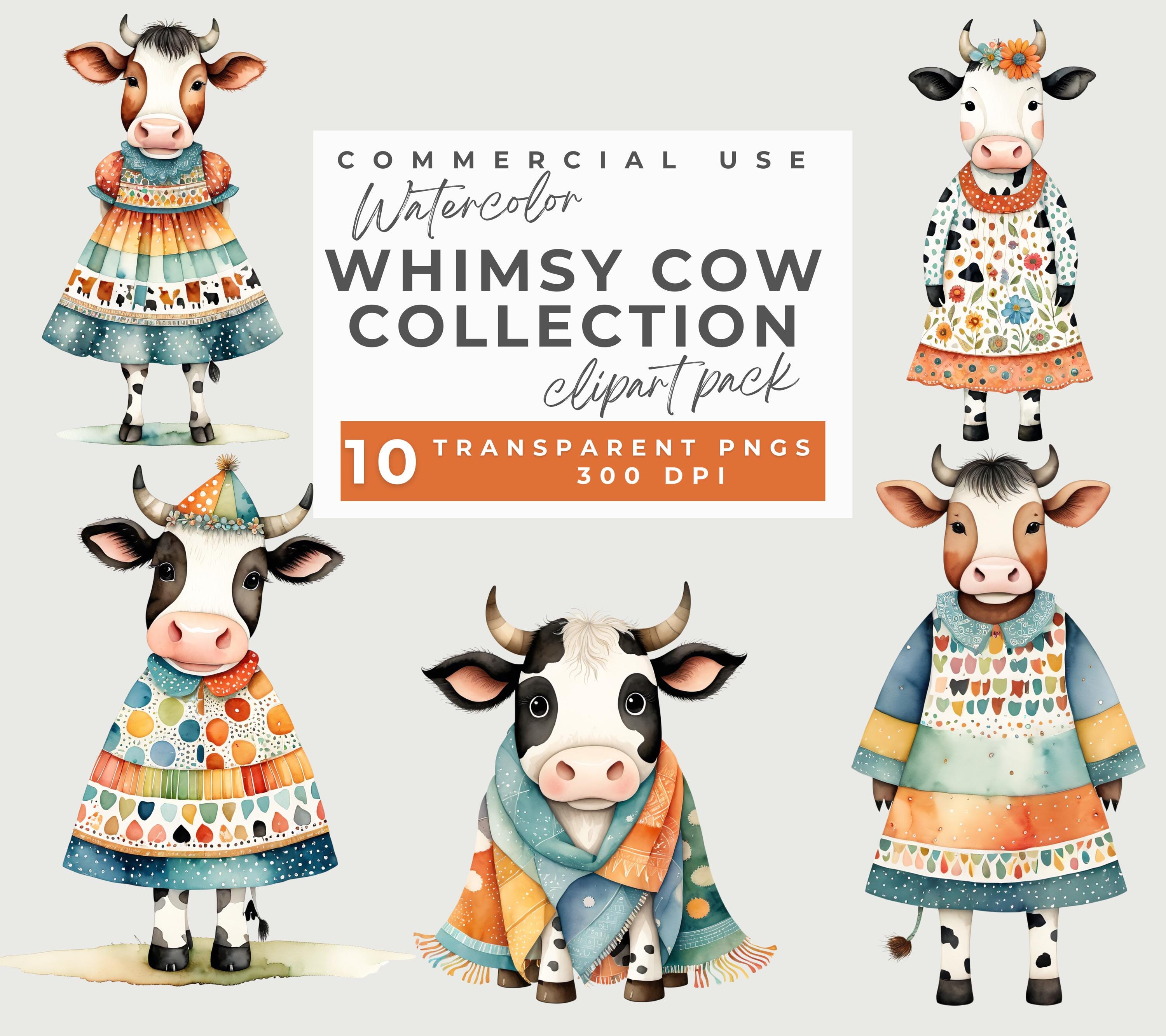 Whimsical Cows Collection, Funny Cow Bundle, Quirky Cows Clipart, Cute ...