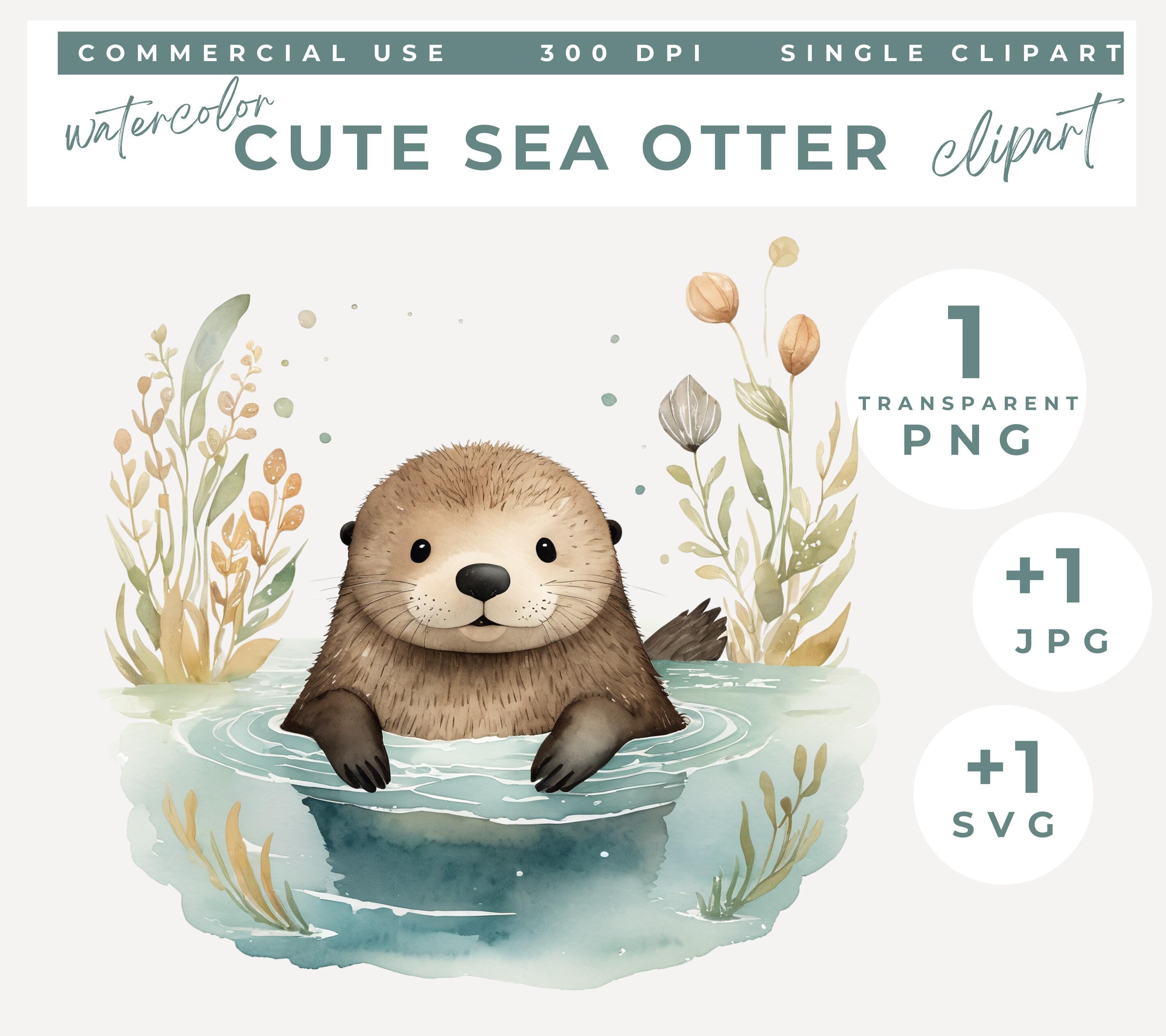 Otter Clipart PNG, Otter Watercolor Clipart, Cute Baby Shower Graphics ...