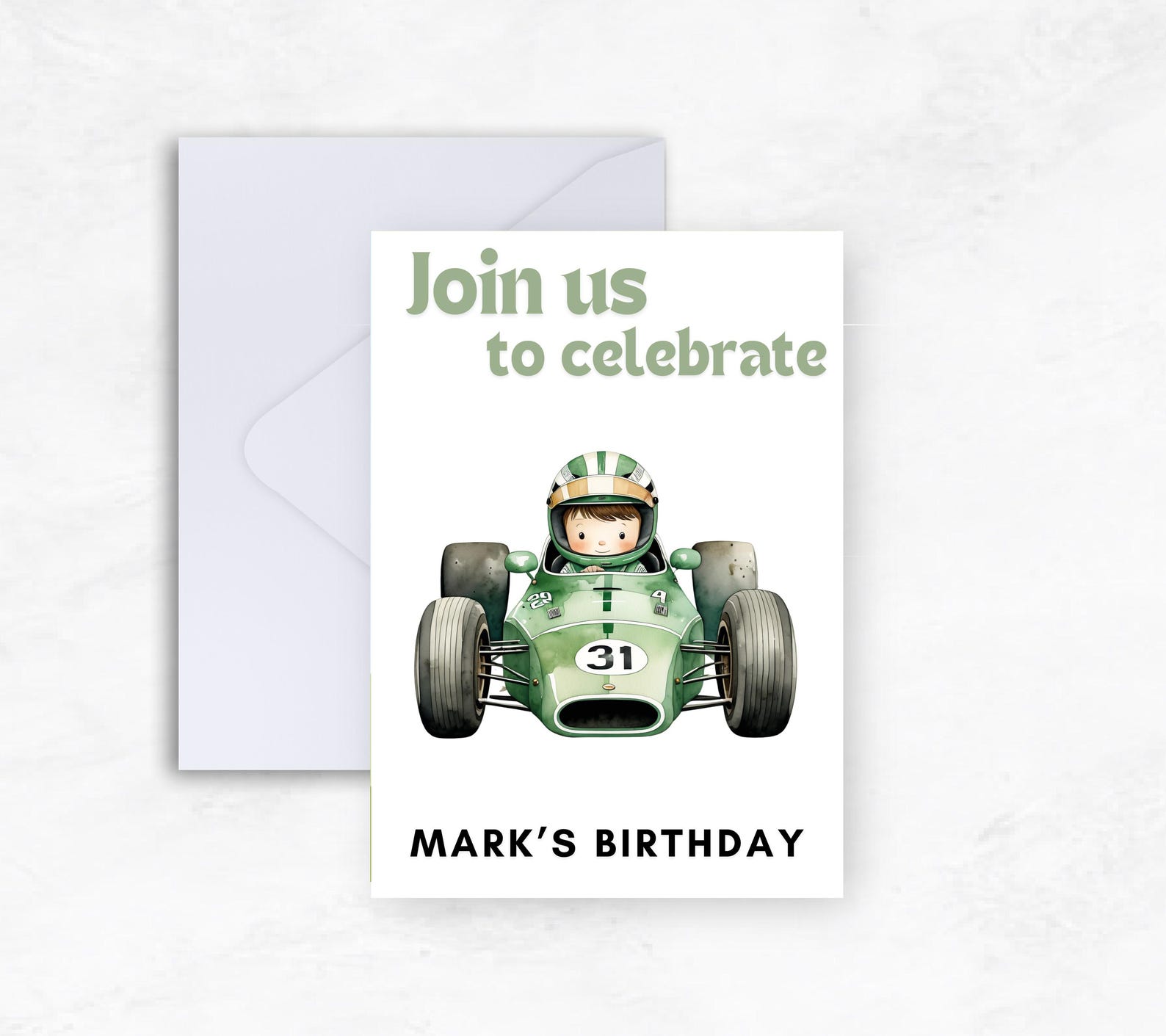 Watercolor Racecar Clipart, Green Racing Car Clipart, Retro Race Car ...