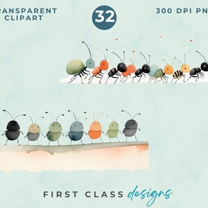Watercolor Clipart Ants Funny Whimsical Ants Clipart Ants Illustration ...