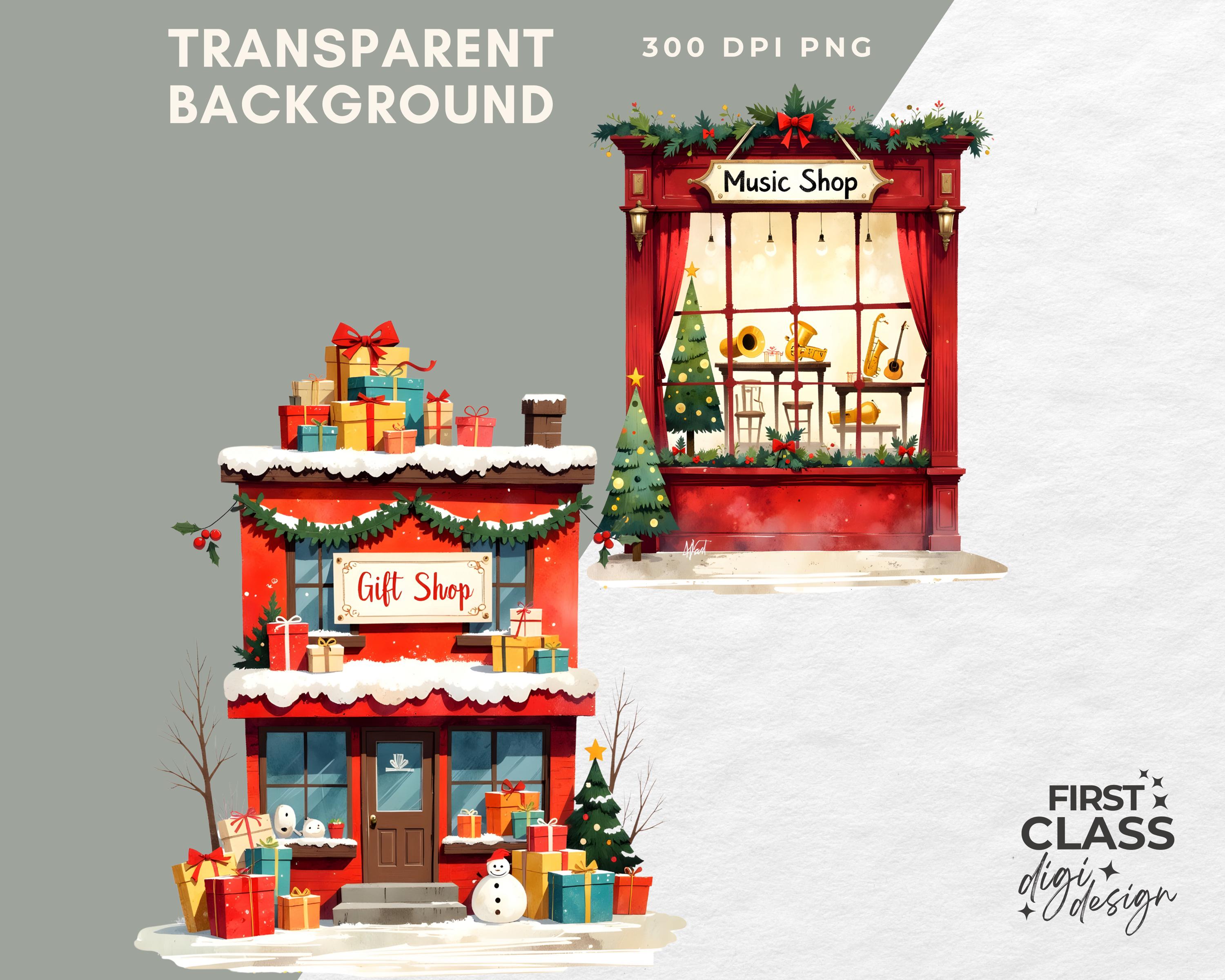 Christmas Toy Shop Clipart, Holiday High Street Stores Clip Art, Winter ...