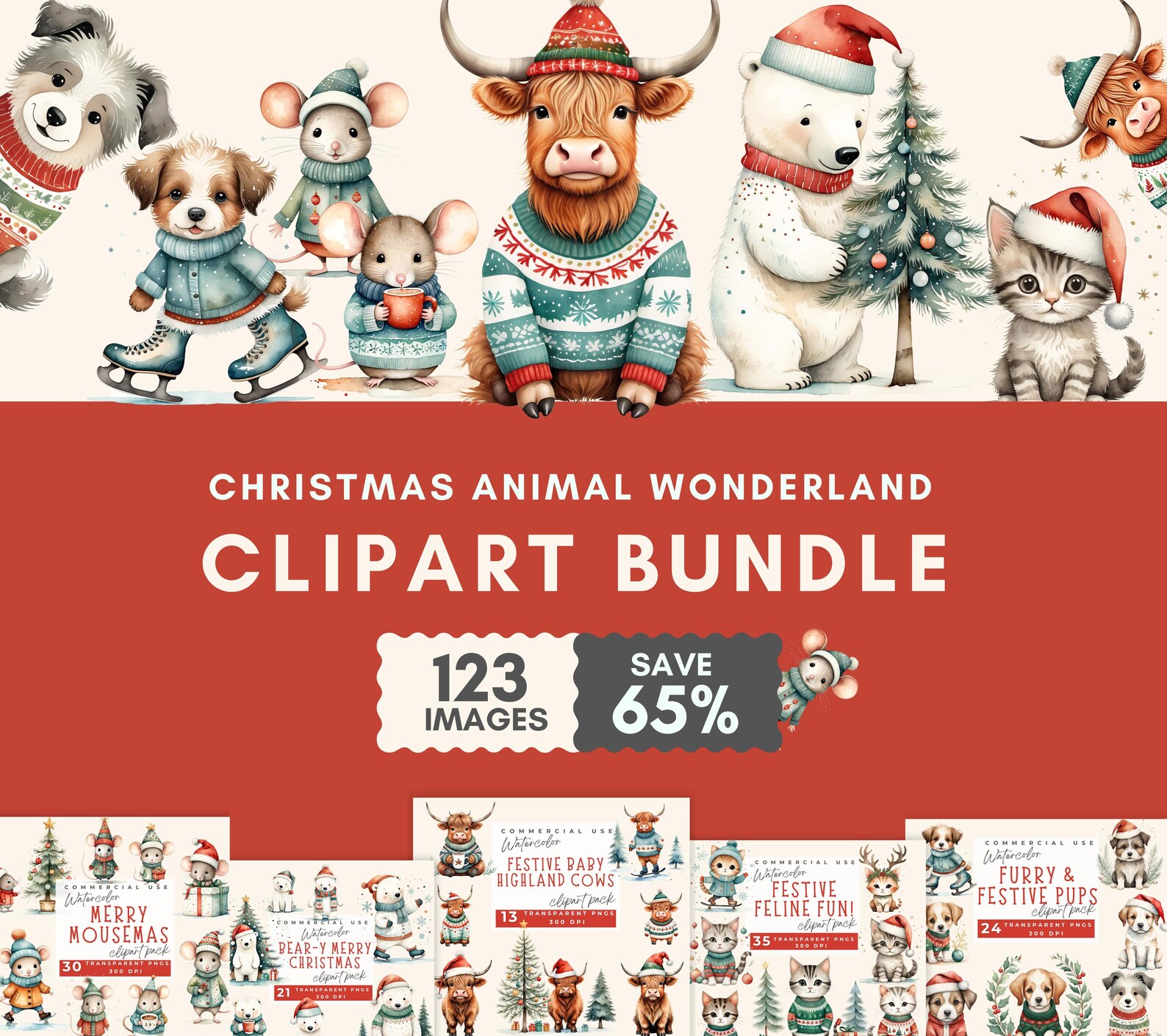 Cute Christmas Animal Clipart, Cute Christmas Animals Clipart ...