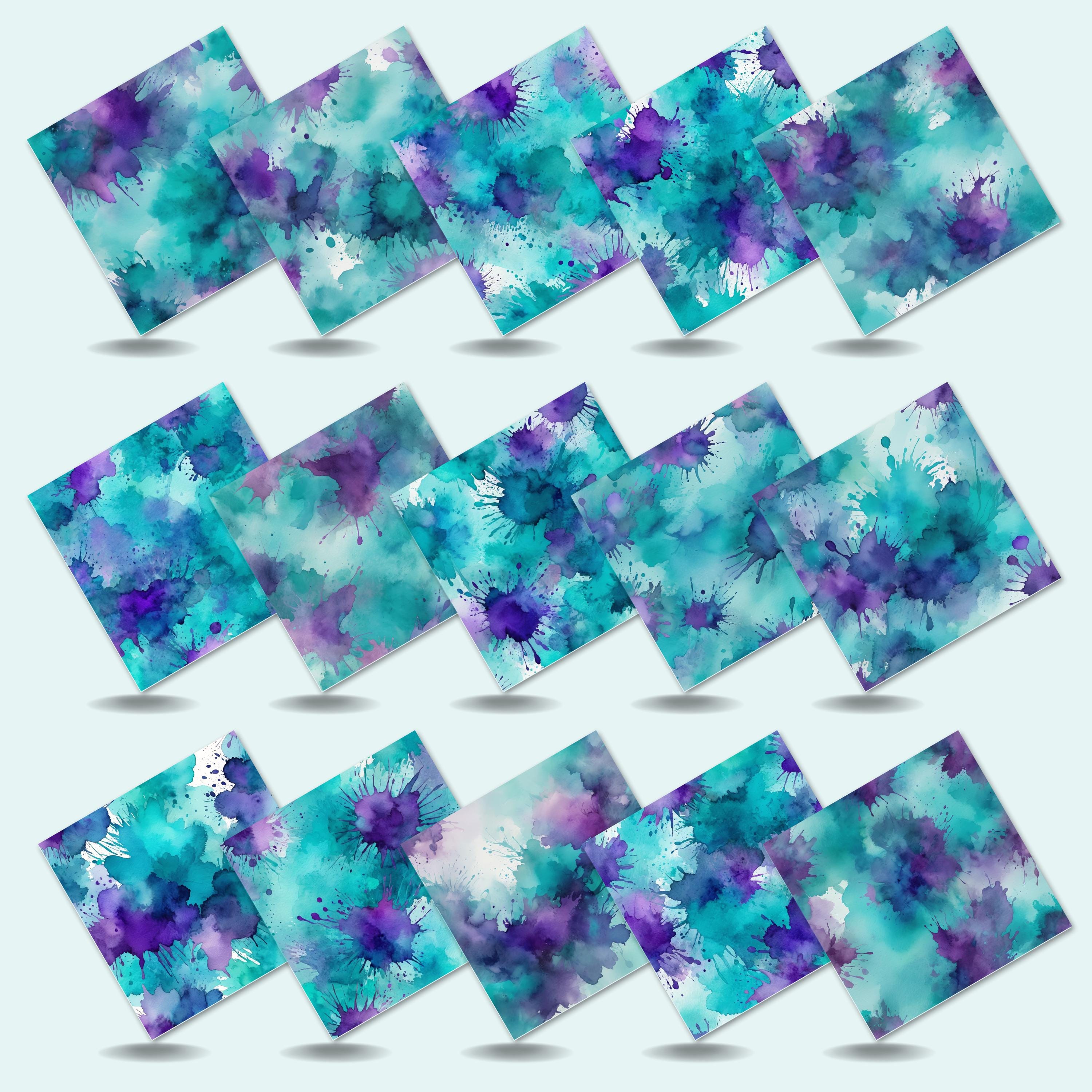 Purple and Teal Splash Clipart, Purple and Teal Splash Digital Paper ...