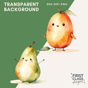 Funny Fruit Clipart, Cute Fruit Clipart, Whimsical Fruit PNG, Cute ...