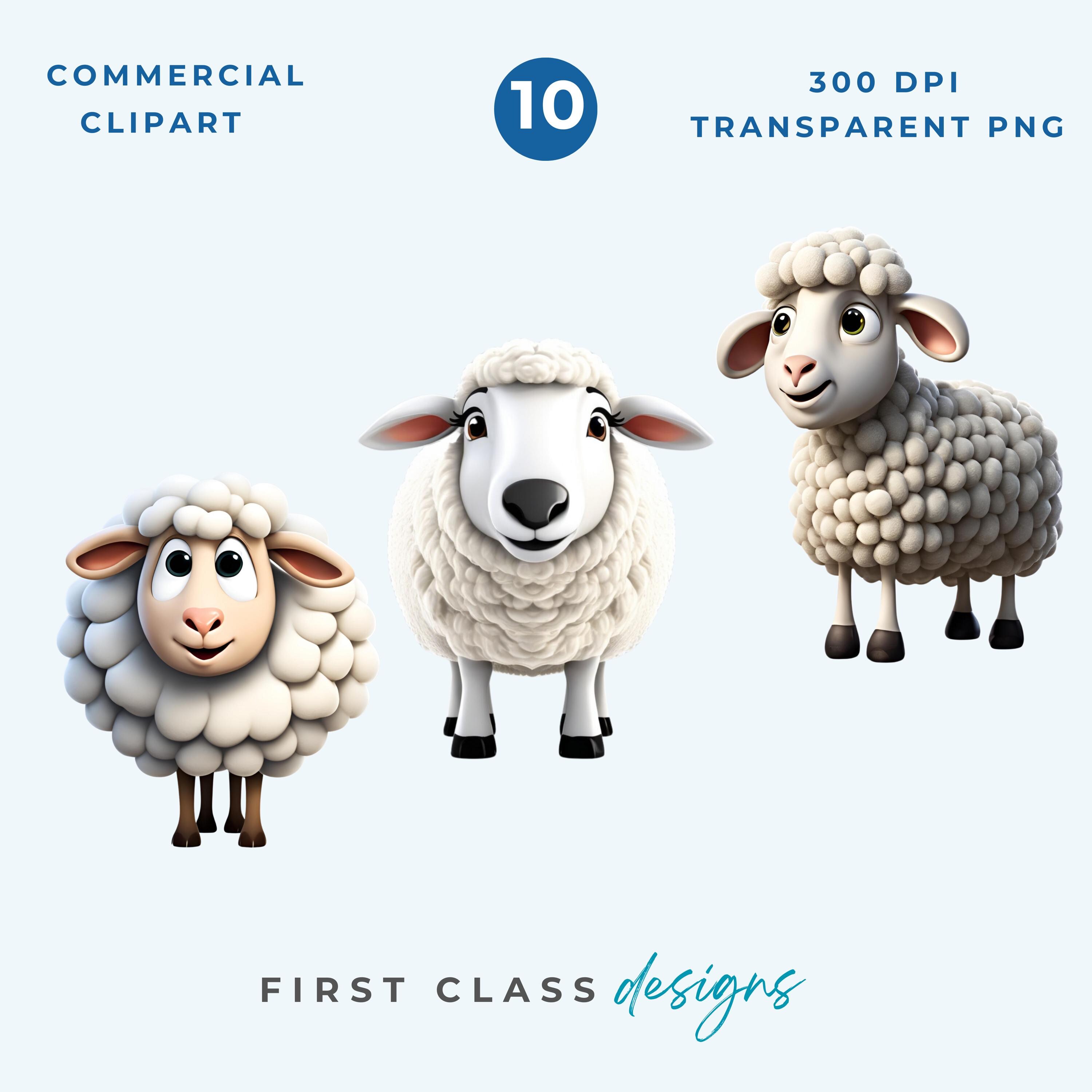 Quirky Sheep Clipart, Cartoon Sheep Clipart, Cute Sheep Clipart ...