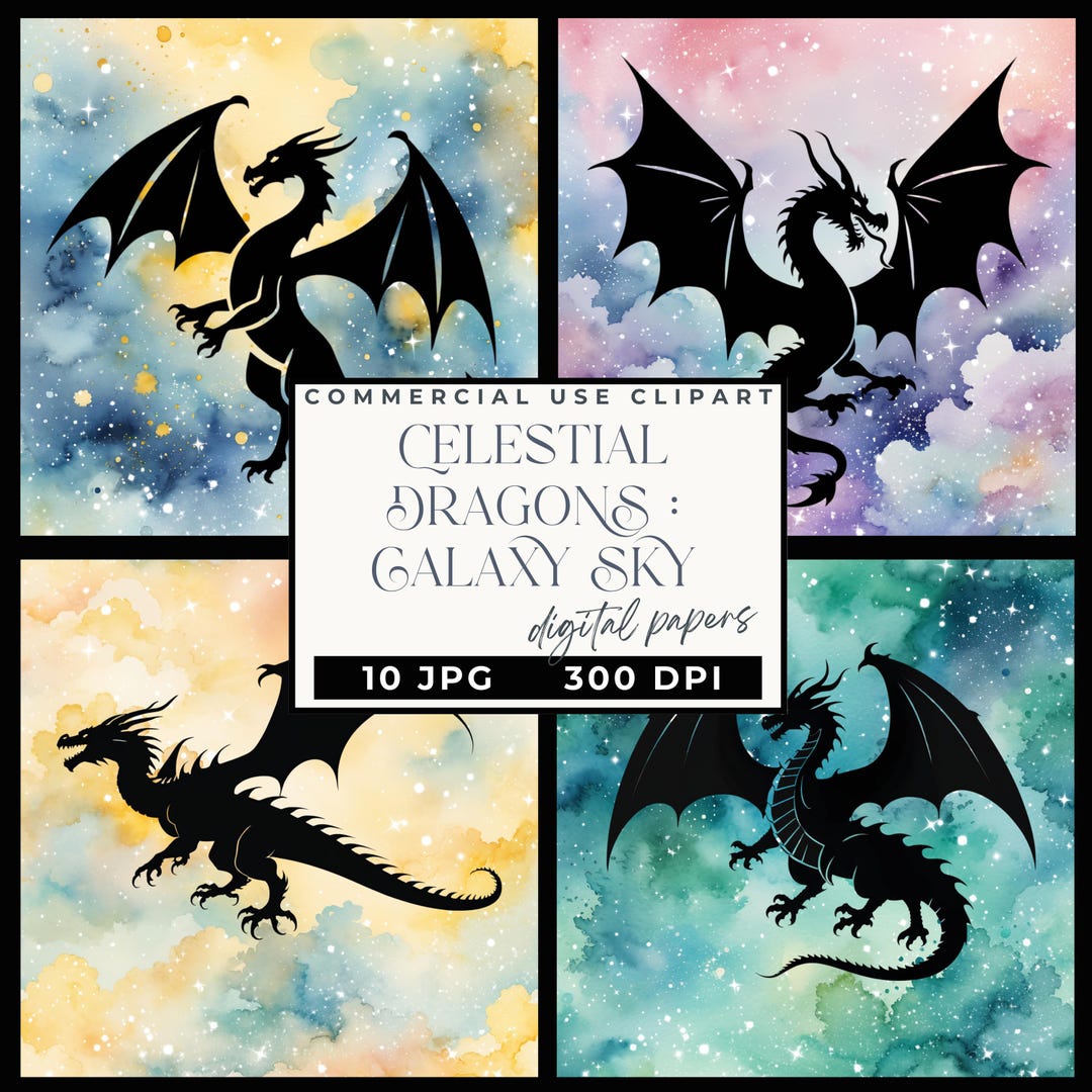 Celestial Dragons Galaxy Digital Paper Pack 10 High Resolution Jpgs ...