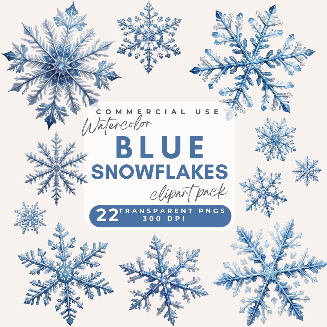 Snowflake Clipart Watercolor Snow Flakes Clip Art, Blue Snowflakes ...