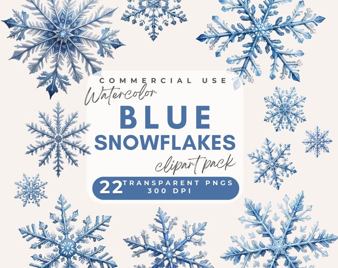 18 Realistic Snowflake Watercolor Clipart, Printable High Quality ...