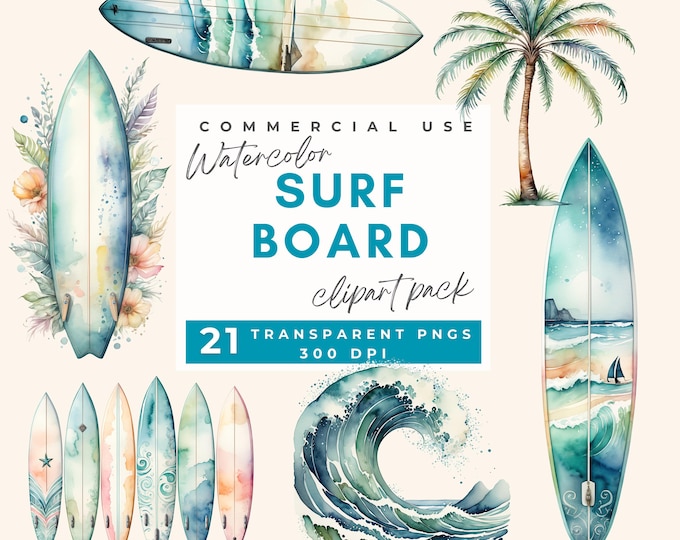 Surf Shop Clipart Surf Board Clipart Watercolor Surf Board Clipart ...