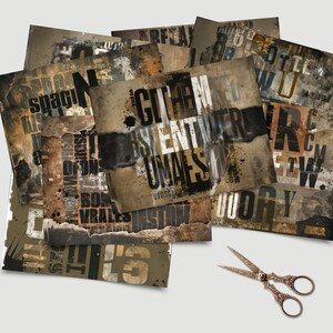 Grunge Letters Digital Papers, Industrial Grunge Typography, Digital ...