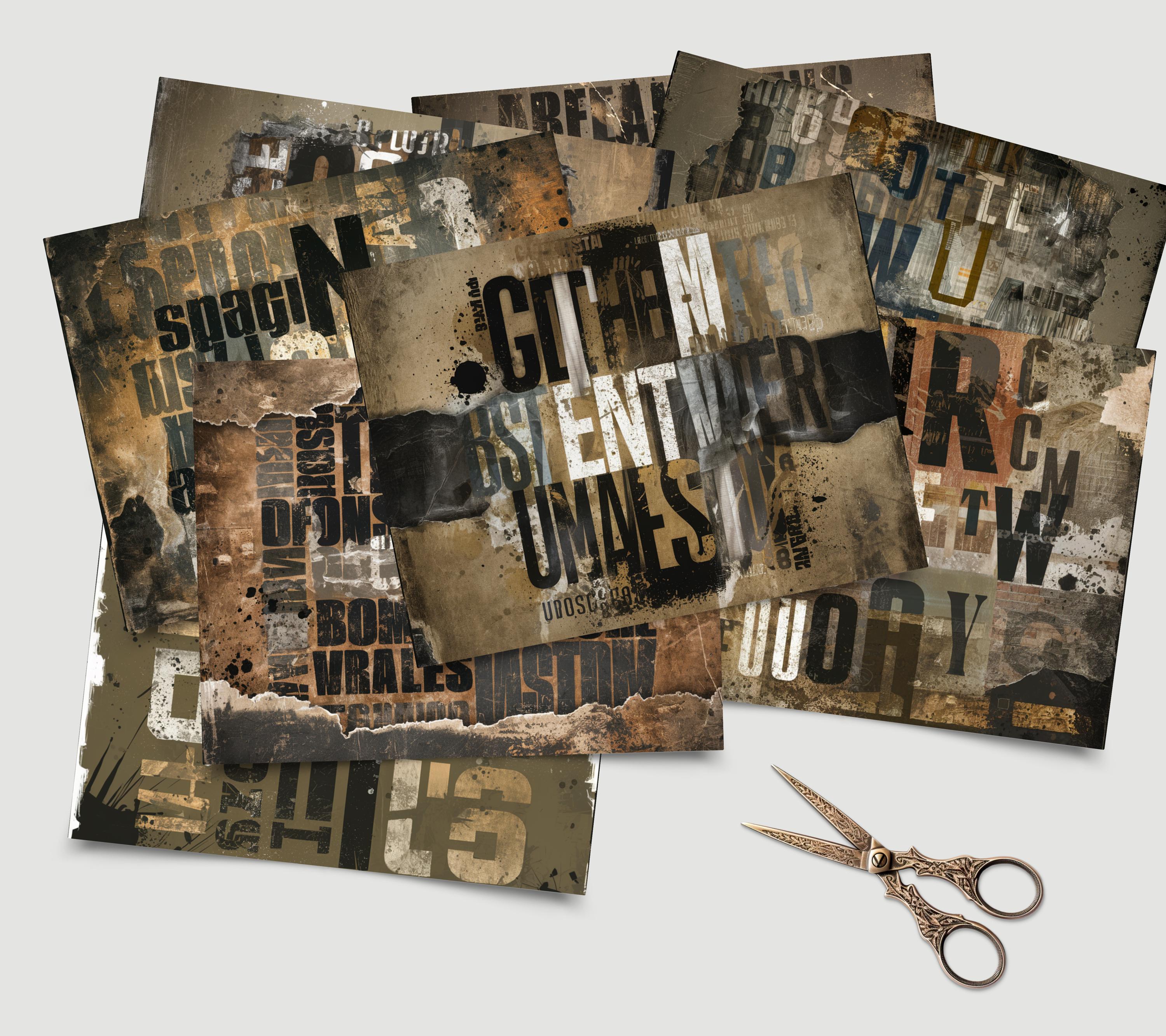 Grunge Letters Digital Papers, Industrial Grunge Typography, Digital ...