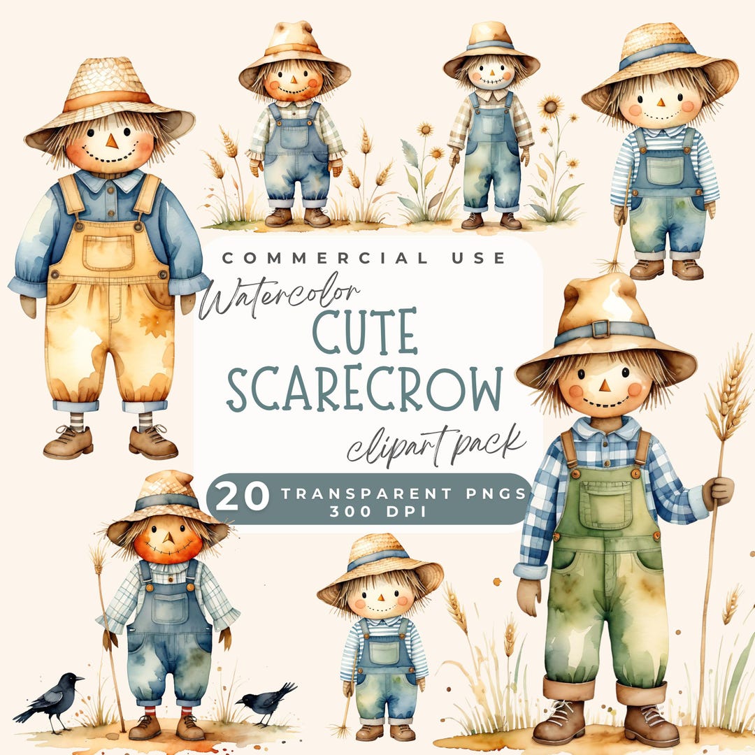 Cute Scarecrow Clipart, Cute Scarecrow PNG, Fall With Scarecrow Clipart ...