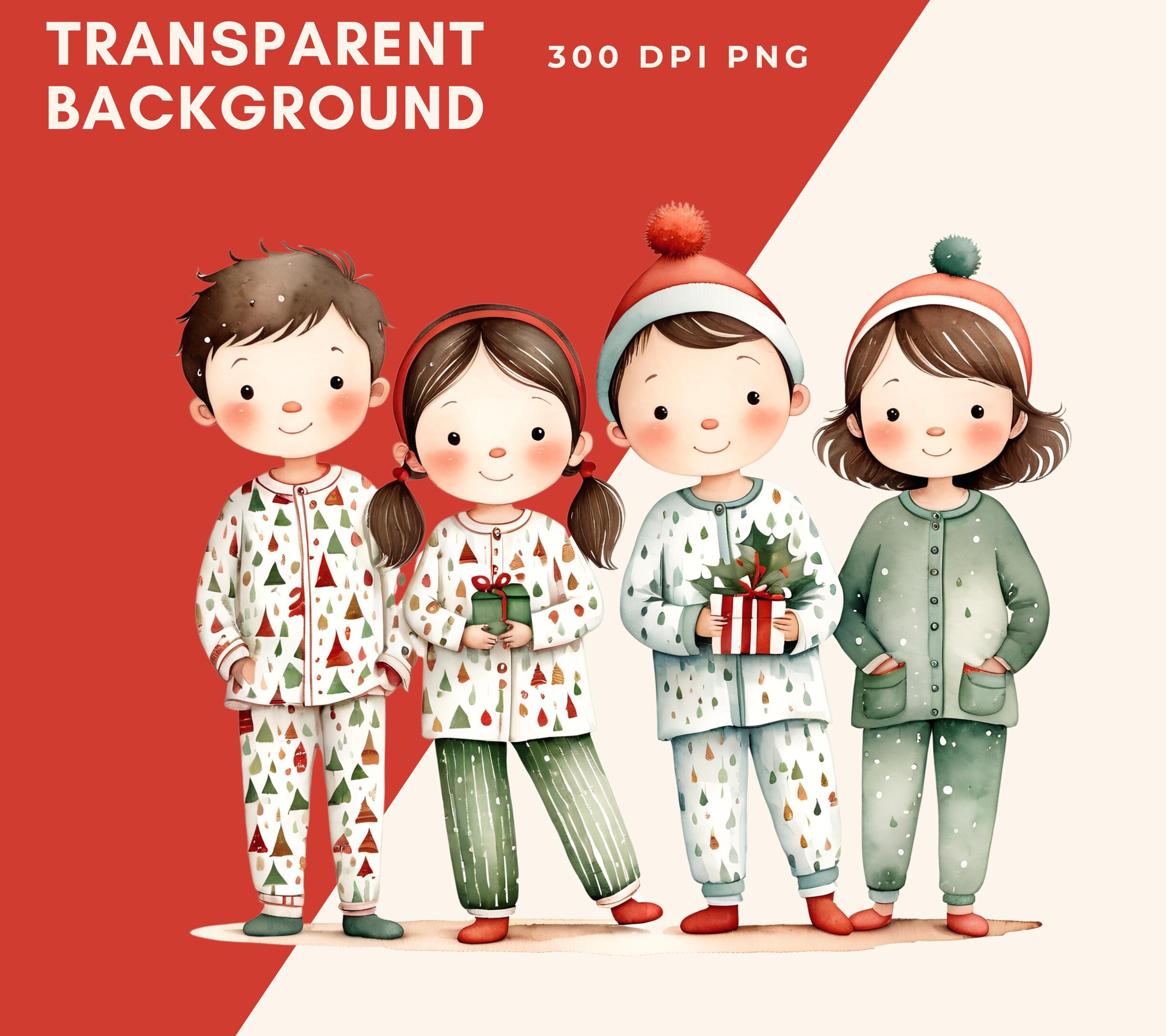 Christmas Pajamas Clipart, Cosy Pyjamas Clip Art, Commercial Clip Art ...