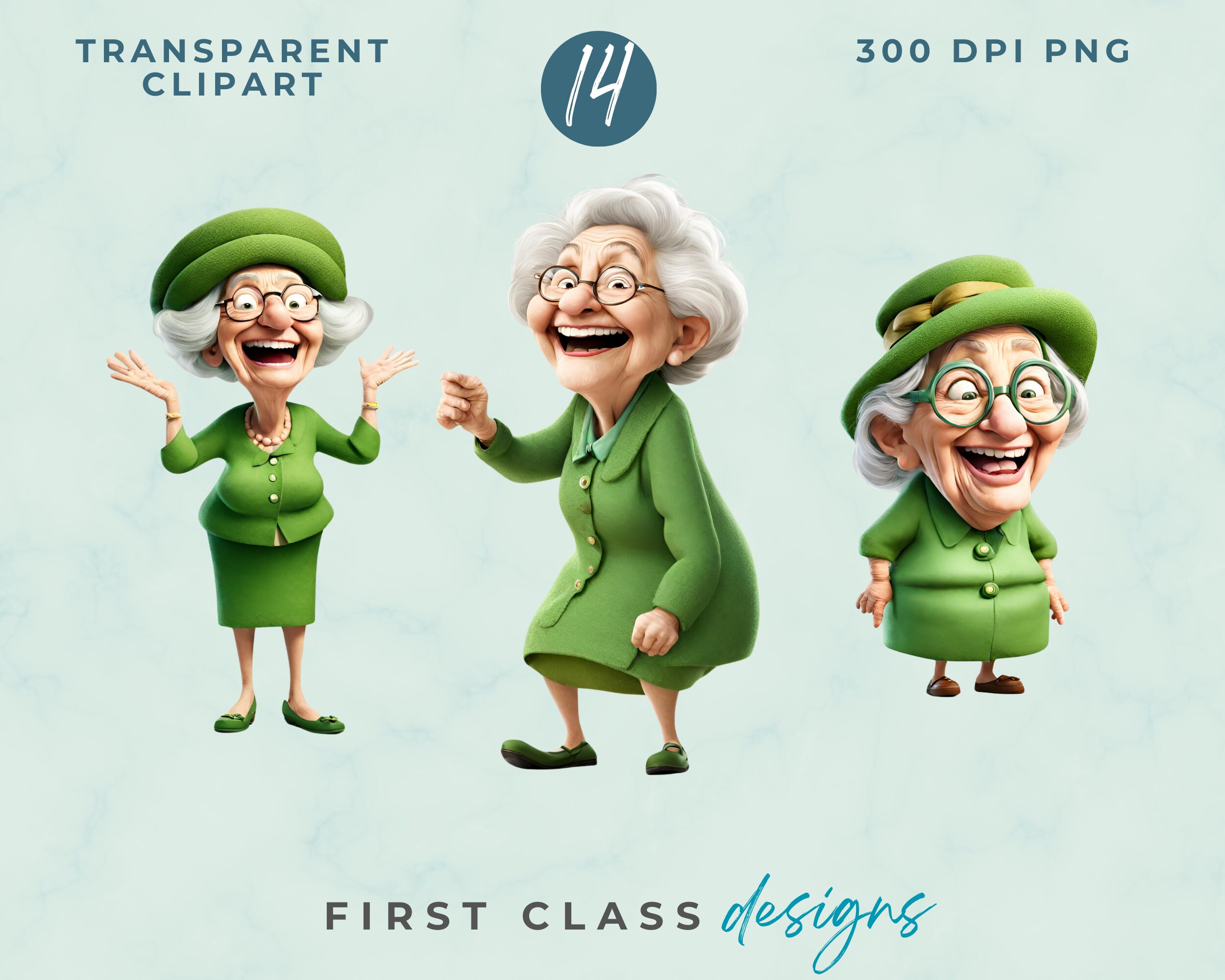 Old Lady Clipart, Funny Old Ladies Clipart, Grandma Gift, Cartoon ...