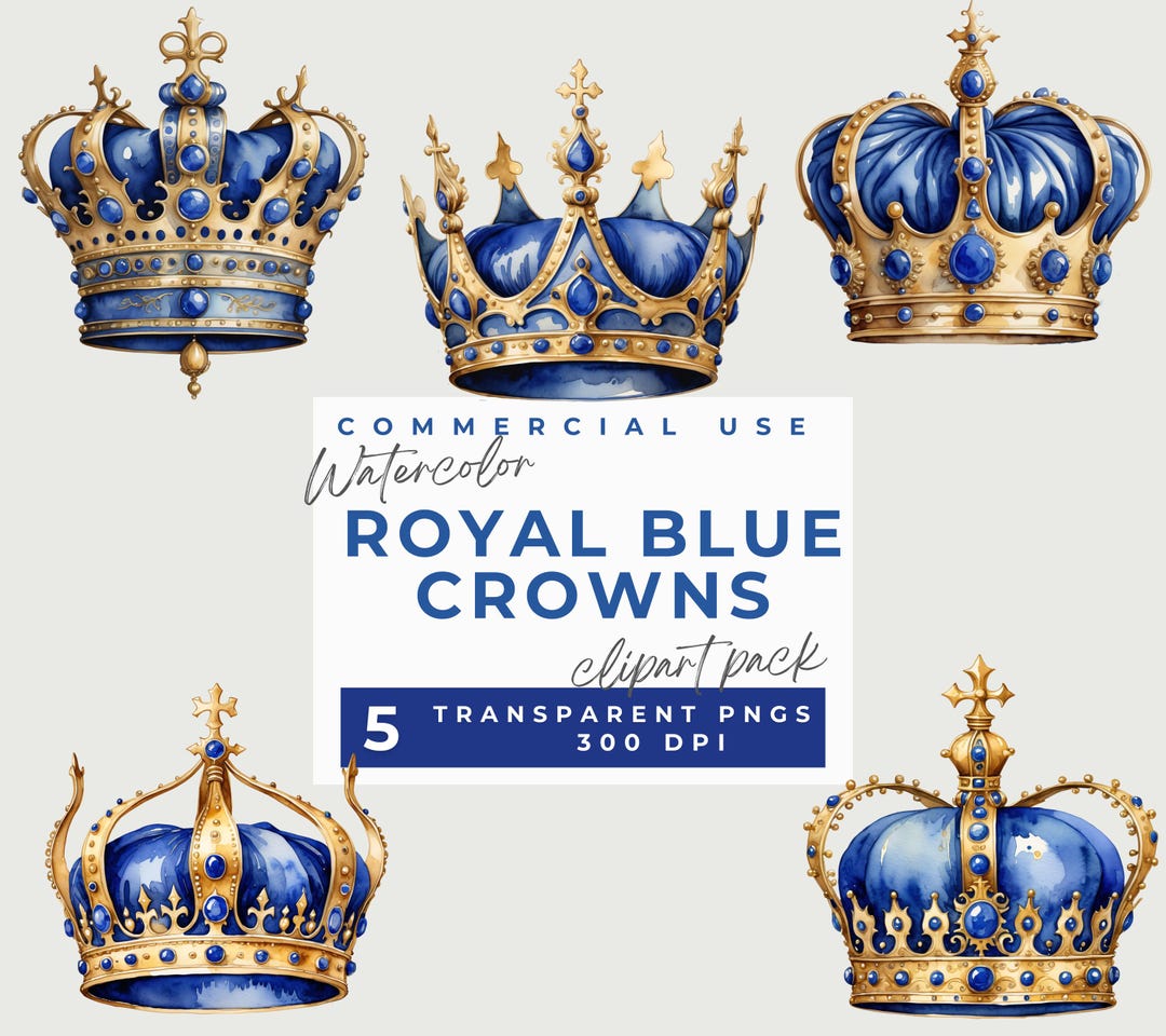 Royal Blue and Gold Crown Clipart, Elegant and Luxury Royal Designs ...